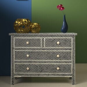 Elegant Elegant Bone Inlay Wardrobe with Intricate Motifs