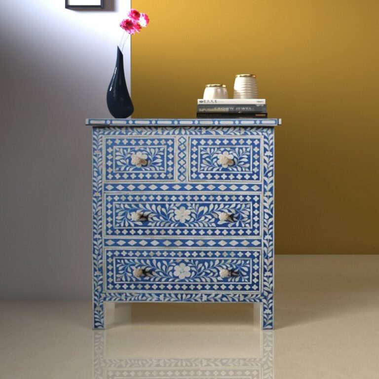 Elegant Elegant Bone Inlay Wardrobe with Intricate Motifs